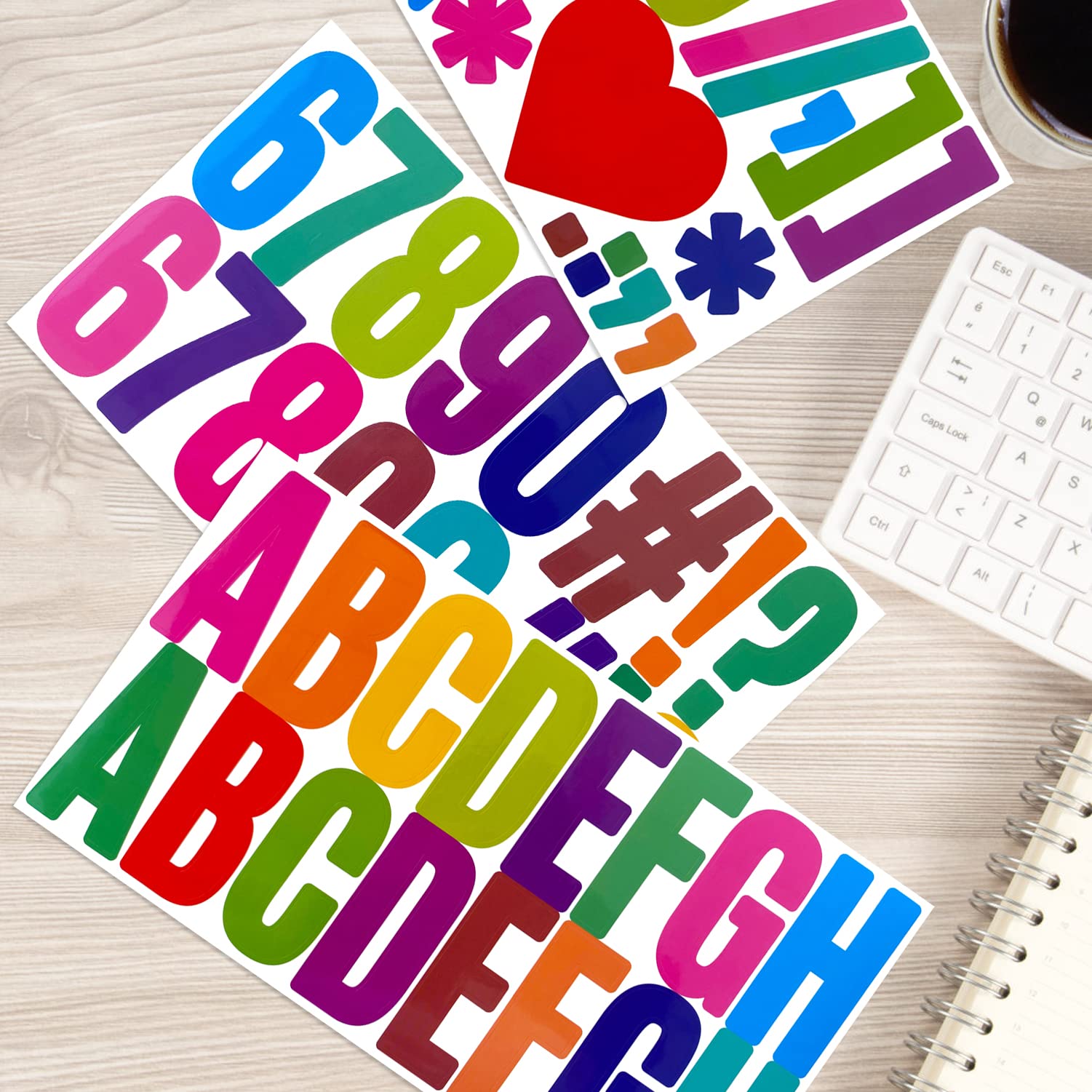 Bemeol 500 Pieces 30 Sheets Large Letter Stickers 2.5 Inch Alphabet Letter Stickers Self Adhesive Letters for Bulletin Board Mailbox Door Classroom Home