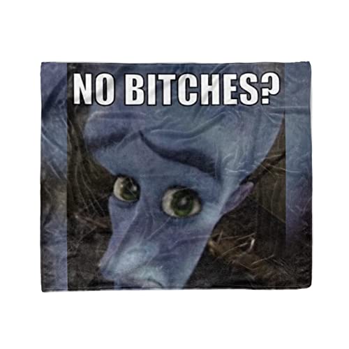 Zhangzhihua Megamind No Bitches Funny Meme Throw Blanket for Women Men Girls Boys Couch Sofa Bed Decor 60" x 50" (150cm x 130cm)