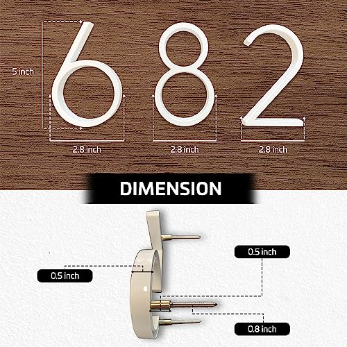 House Numbers (White) - 5 Inch Height Modern House Numbers for Outside Door Plaque Address Number with Floating Mount (6)