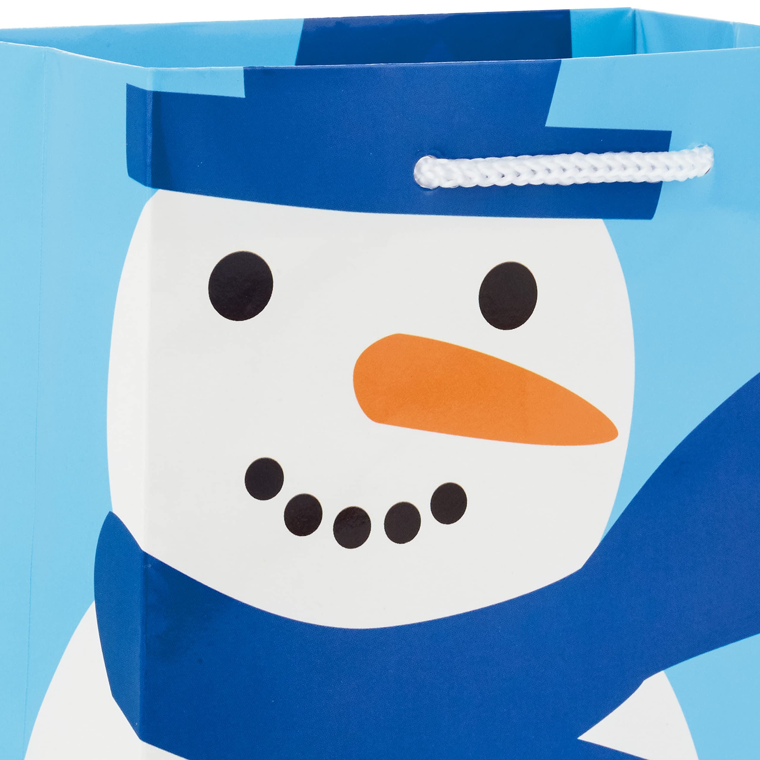Hallmark 6" Small Holiday Gift Bags (Pack of 5) Blue Winter Scenes, Stripes, Snow