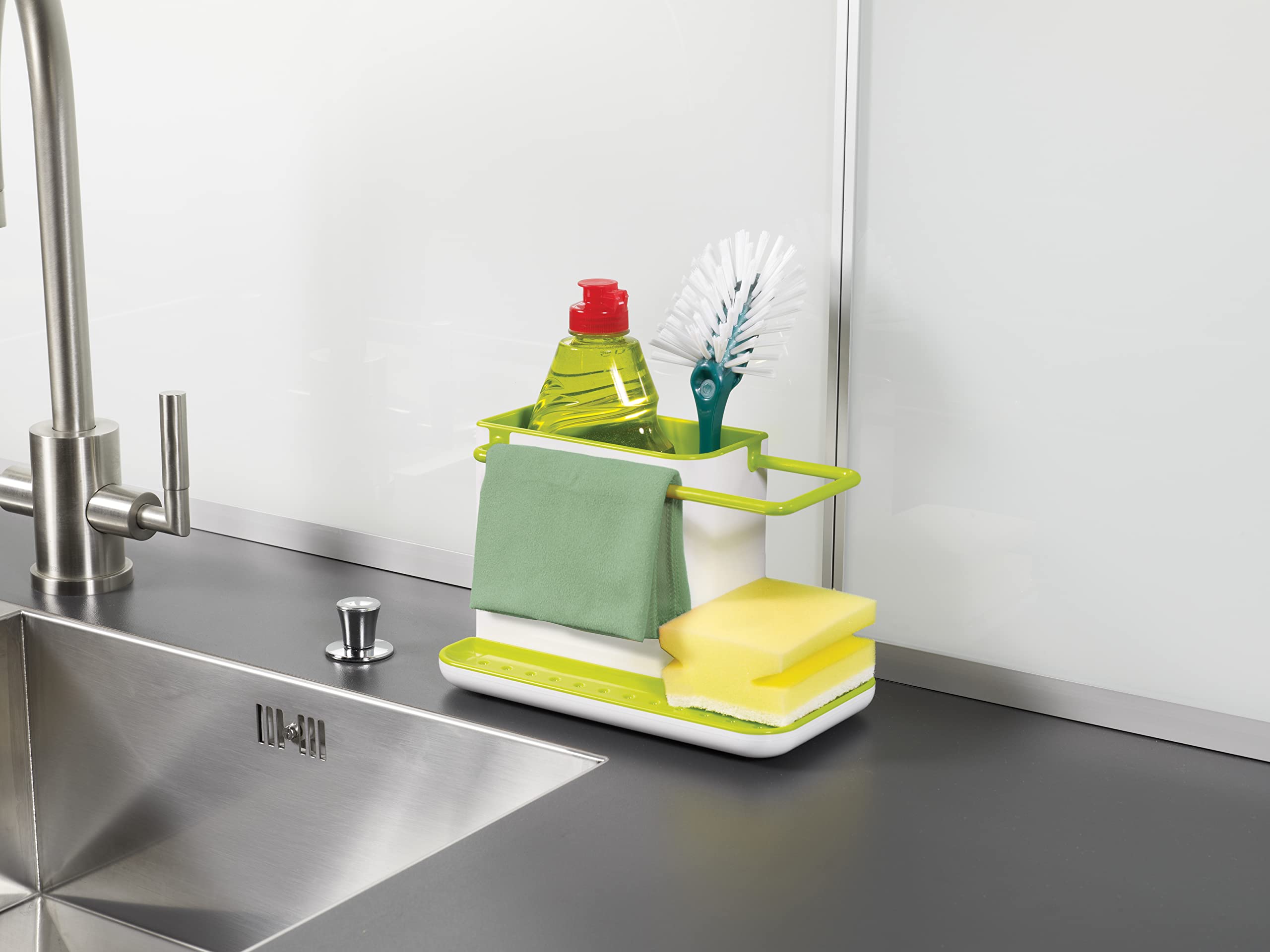 Joseph Joseph 85021 Sink Caddy Kitchen Sink Organizer Sponge Holder Dishwasher-Safe, Regular, Green