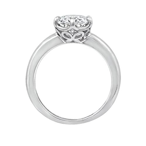 Amazon Essentials Platinum-Plated Sterling Silver Solitaire Ring set with Round Infinite Elements Cubic Zirconia (2 cttw), Size 6 (previously Amazon Collection)