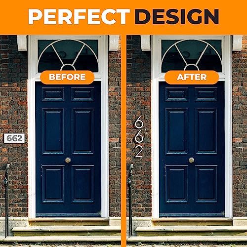 House Numbers (White) - 5 Inch Height Modern House Numbers for Outside Door Plaque Address Number with Floating Mount (6)