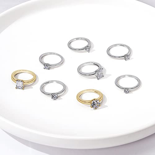 Amazon Essentials Platinum-Plated Sterling Silver Solitaire Ring set with Round Infinite Elements Cubic Zirconia (2 cttw), Size 6 (previously Amazon Collection)