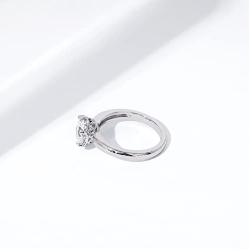 Amazon Essentials Platinum-Plated Sterling Silver Solitaire Ring set with Round Infinite Elements Cubic Zirconia (2 cttw), Size 6 (previously Amazon Collection)