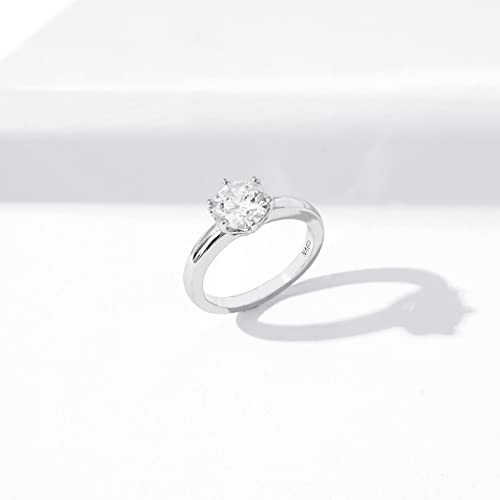 Amazon Essentials Platinum-Plated Sterling Silver Solitaire Ring set with Round Infinite Elements Cubic Zirconia (2 cttw), Size 6 (previously Amazon Collection)