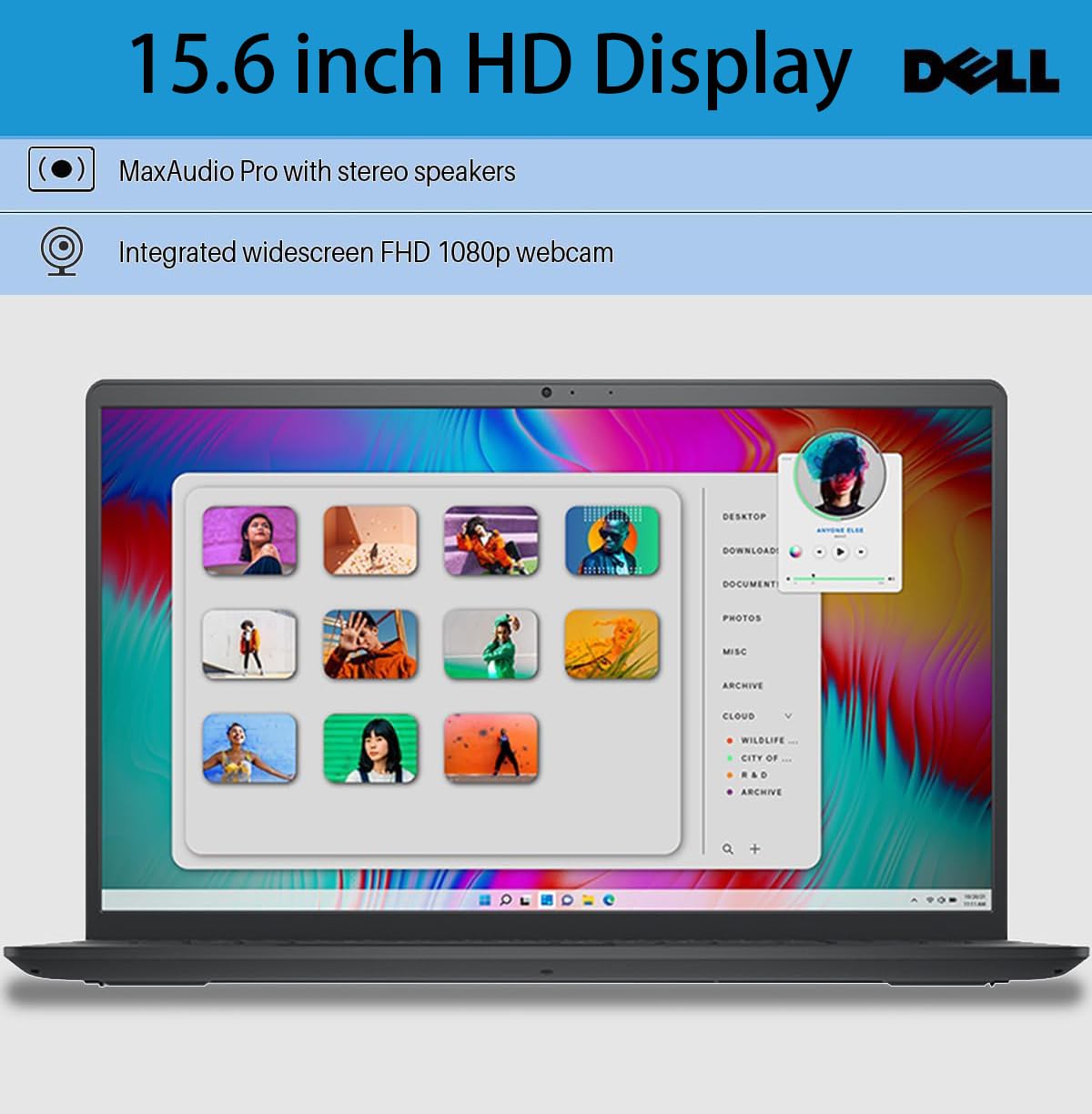 Dell Inspiron 3000 Business Laptop, 15.6 HD Display, Intel Pentium Silver N5030 Processor, Windows 11 Pro, 16GB RAM, 1TB HDD, HDMI, Webcam, WiFi, Bluetooth, SD-Card Slot, Carbon Black, B