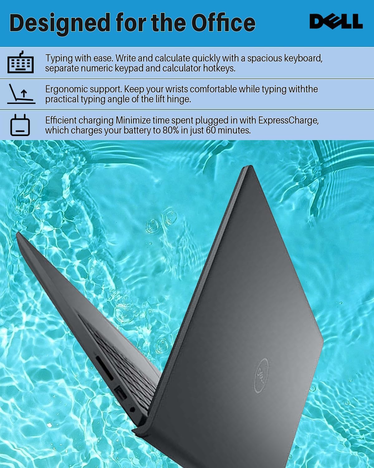 Dell Inspiron 3000 Business Laptop, 15.6 HD Display, Intel Pentium Silver N5030 Processor, Windows 11 Pro, 16GB RAM, 1TB HDD, HDMI, Webcam, WiFi, Bluetooth, SD-Card Slot, Carbon Black, B
