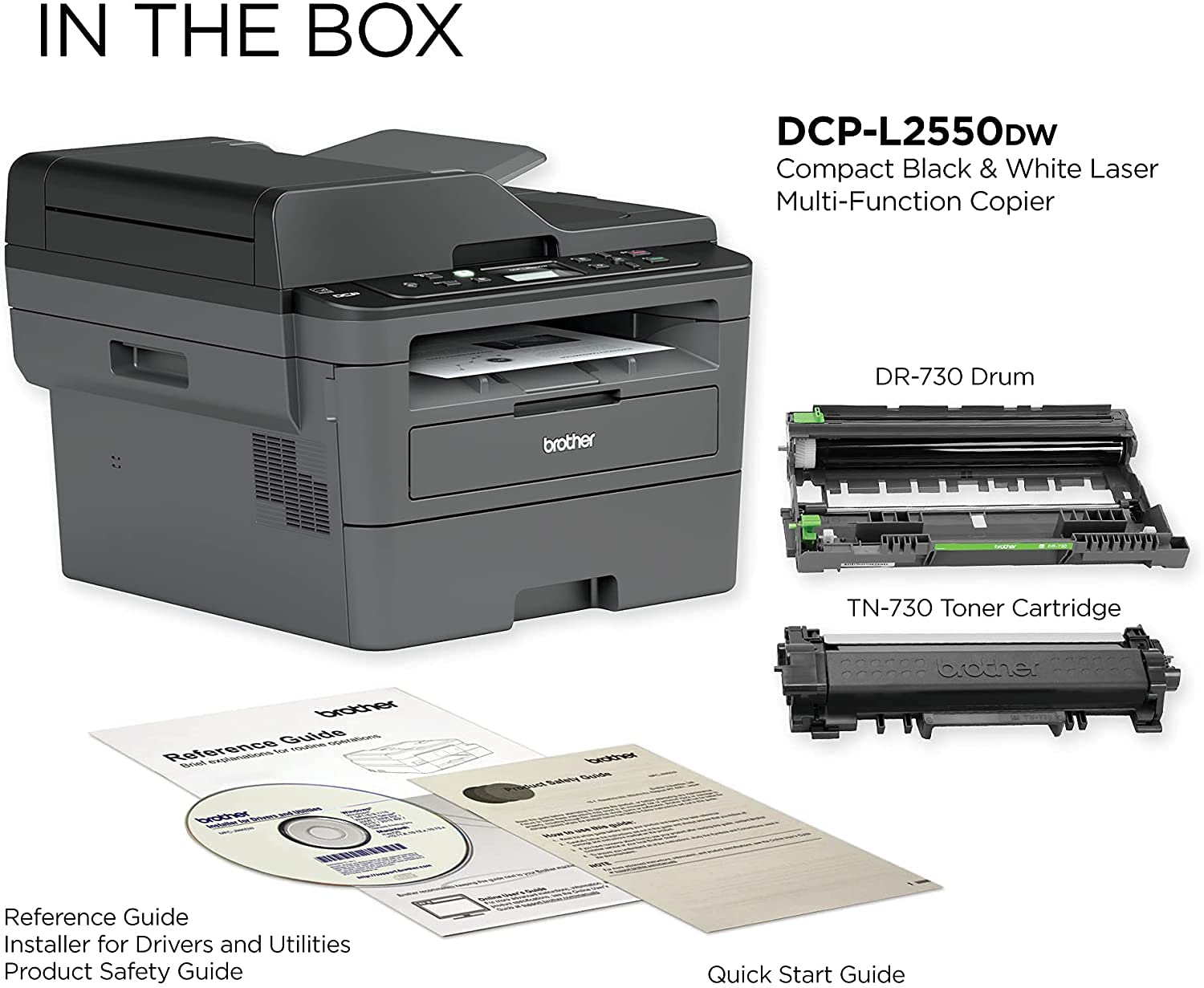 44 Brother DCP L2500 Series All-in-One Wireless Monochrome Laser Printer,Duplex Printing, Print Scan Copy, 128MB Memory, 2400 x 600 dpi, 36 ppm, 250-Sheet, 50-Sheet ADF Black DCPL-2550DWB Brother