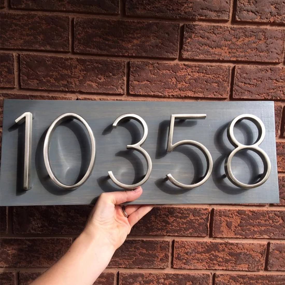 5 Inch House Numbers for Outside, Metal Modern Floating House Numbers, Garden Door Mailbox Decor Number with Nail Kit, Visibility Signage,Silver Grey(9)