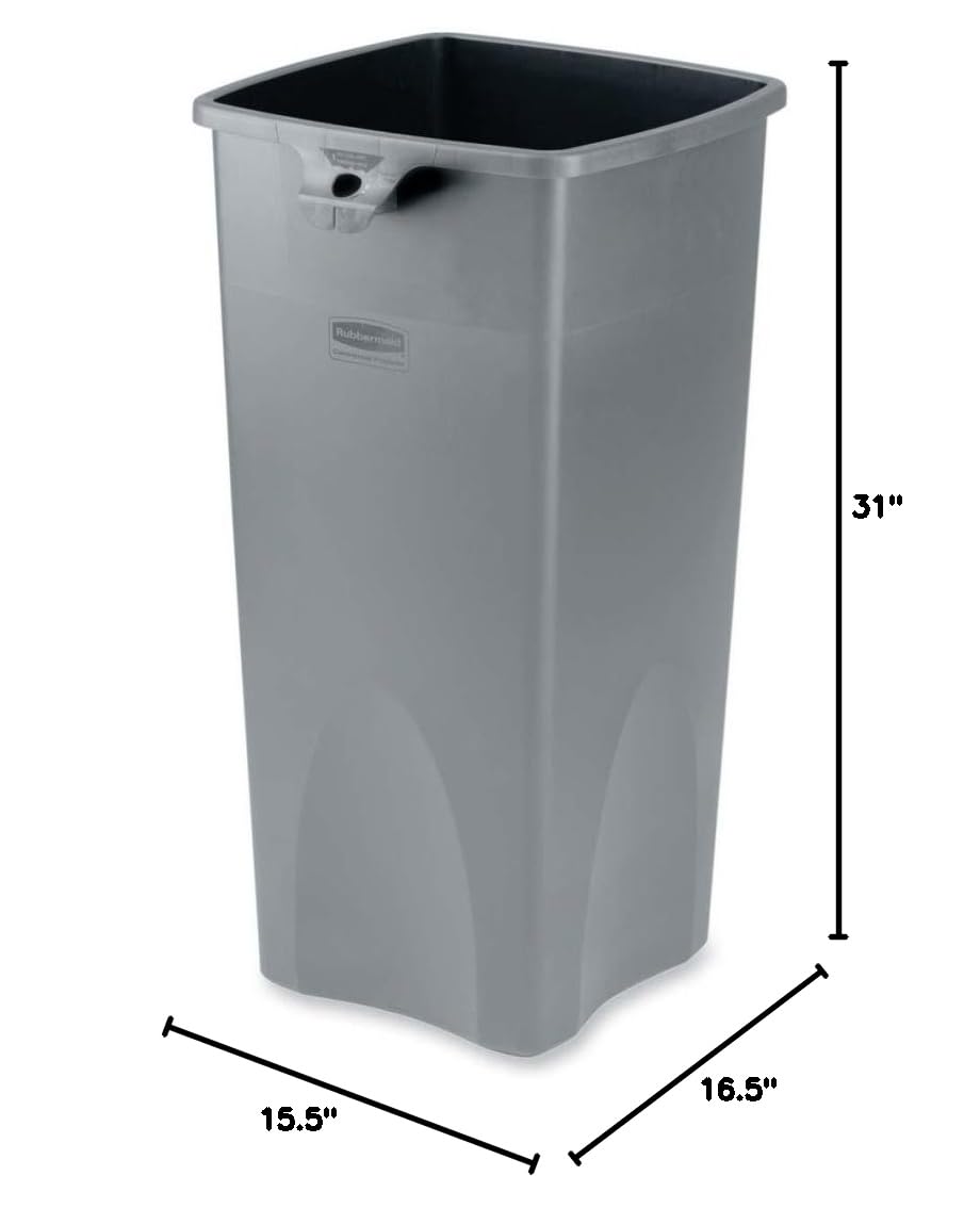 Rubbermaid FG356988BEIG Untouchable Container Square, 23 Gallon - 16.5" Wx15.5 Dx31 H, Gray