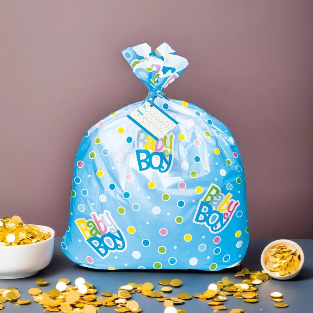Jumbo Plastic Blue Polka Dot Boy Bag