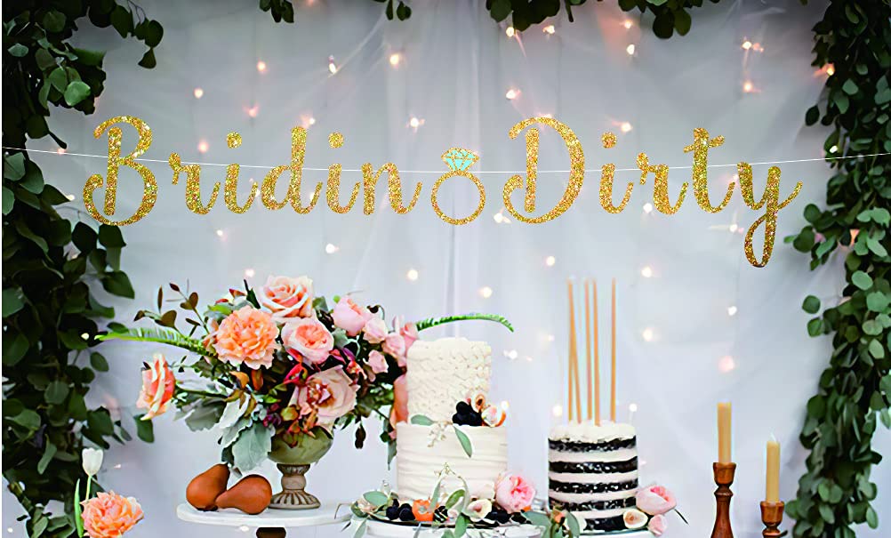 Glitter Banner Bridin Dirty Gold Party Banner Holiday Decorations Hanging Garland Perfect for Wedding Birthday Supplies