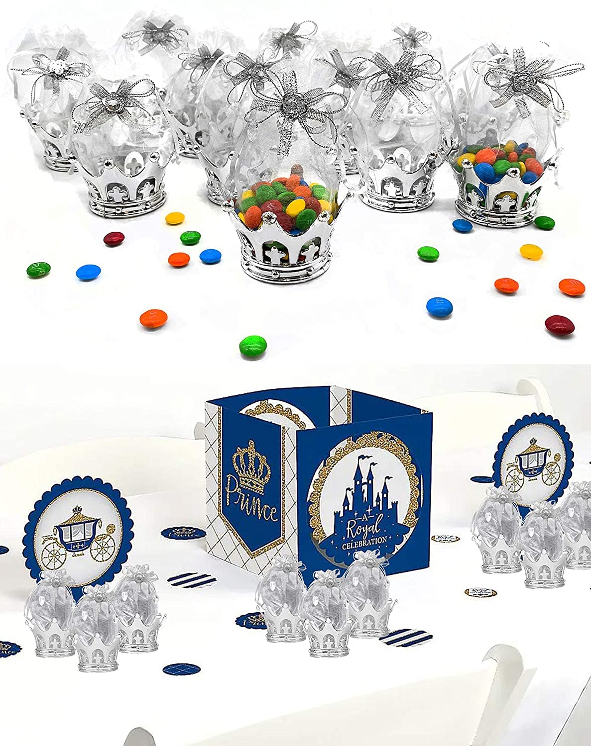JC HUMMINGBIRD JCHB 24 Pieces Fillable Silver Crown with Pouch Party Favors