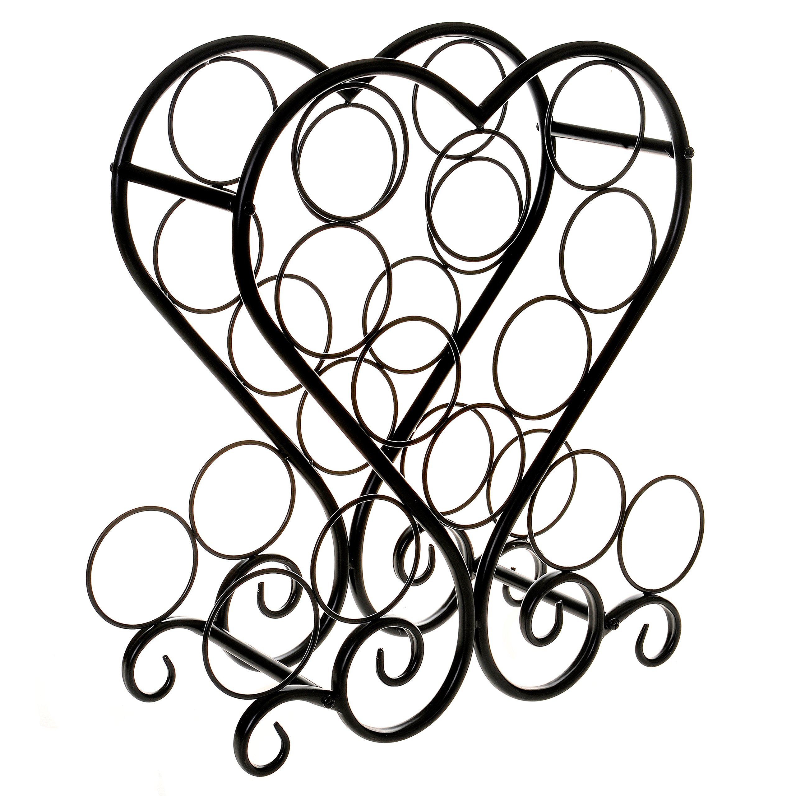 MyGift Metal Wine Bottle Rack, Tabletop 12-Bottle Wine Rack Holder with Heart Shaped Scrollwork Design