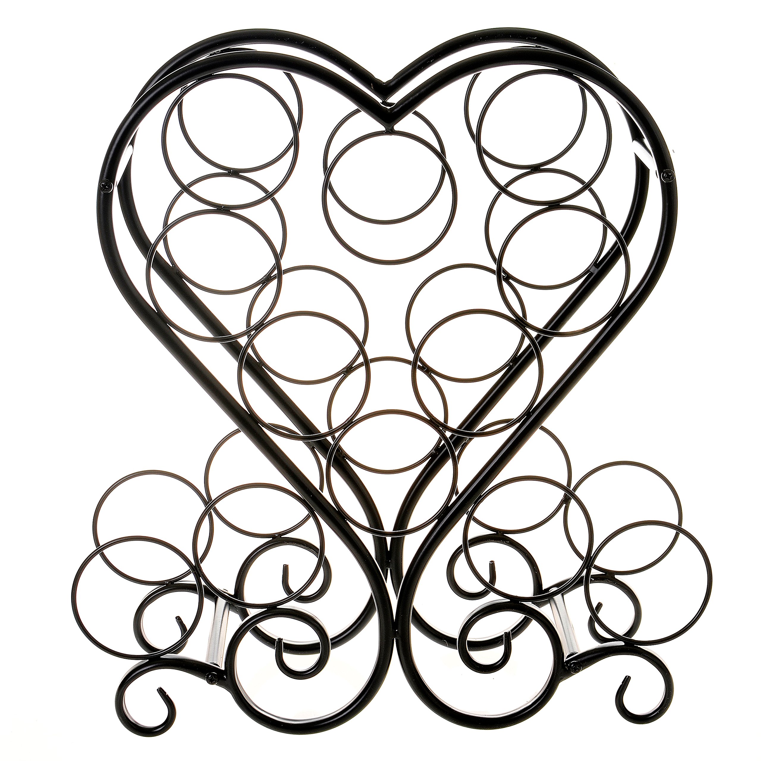 MyGift Metal Wine Bottle Rack, Tabletop 12-Bottle Wine Rack Holder with Heart Shaped Scrollwork Design
