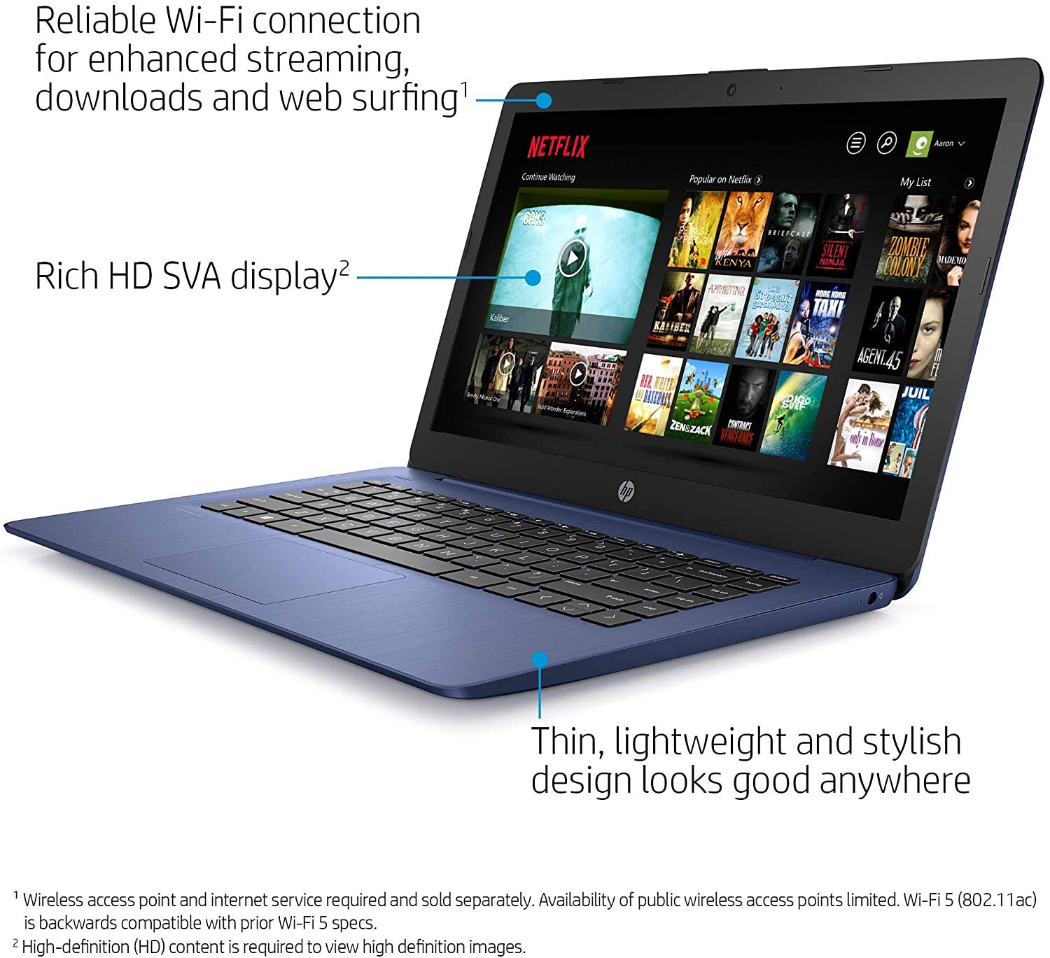 HP Stream 14inch HD(1366x768) Display, Intel Celeron N4000 Dual-Core Processor, 4GB RAM, 32GB eMMC, HDMI, WiFi, Webcam, Bluetooth, Win10 S, Royal Blue, 14-cb161wm (Renewed)