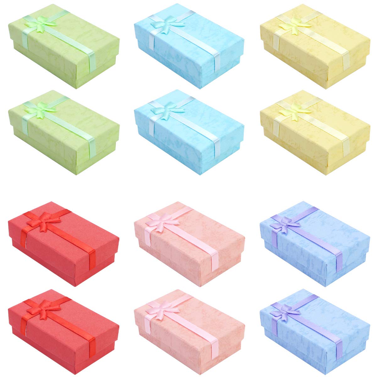 SKPPC 24 PCS Paper Gift Boxes with Lids and Ribbon Bows for Jewelry Display-Rings, Watches, Necklaces, Earrings and Bracelet Gift Packaging Box,6 Colors