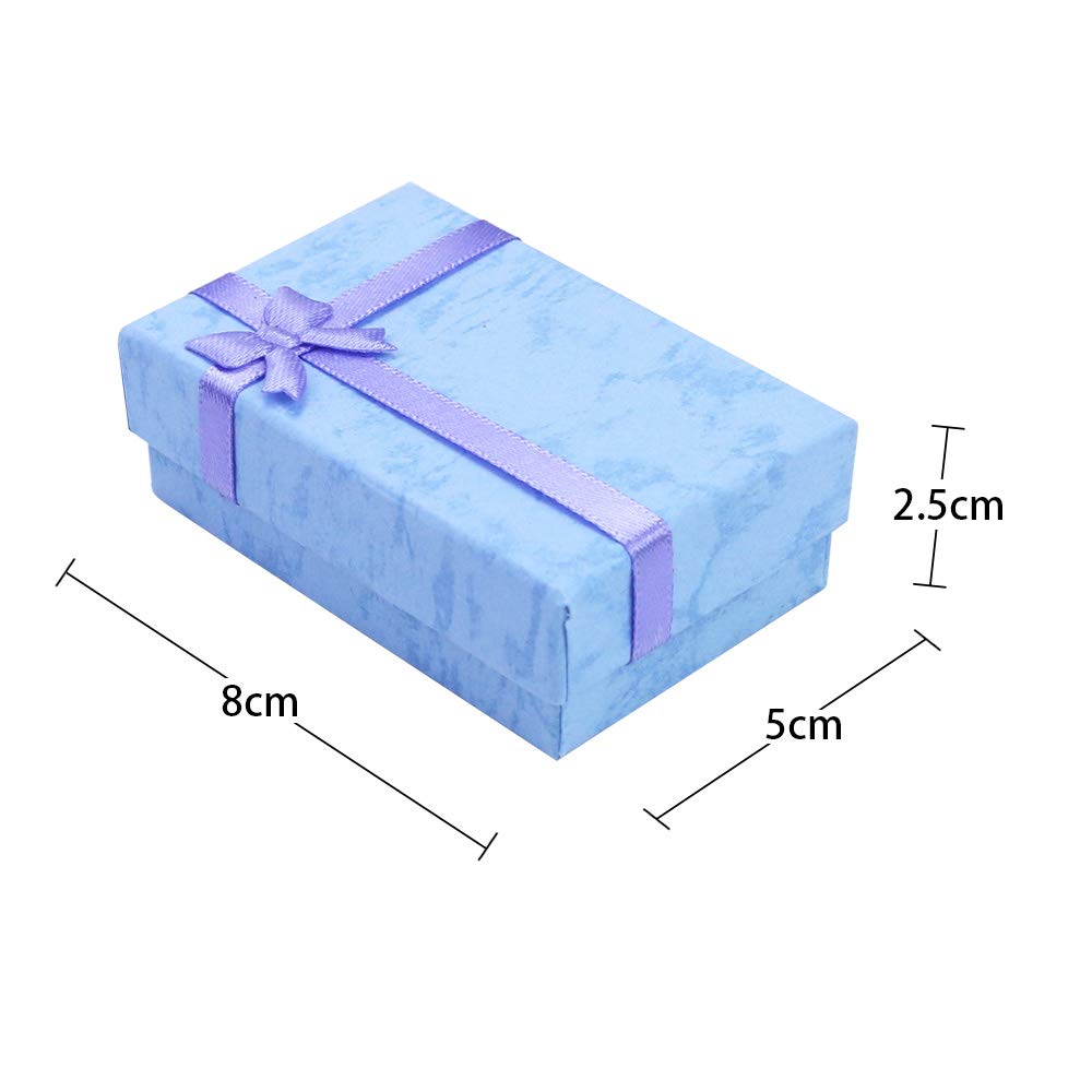SKPPC 24 PCS Paper Gift Boxes with Lids and Ribbon Bows for Jewelry Display-Rings, Watches, Necklaces, Earrings and Bracelet Gift Packaging Box,6 Colors