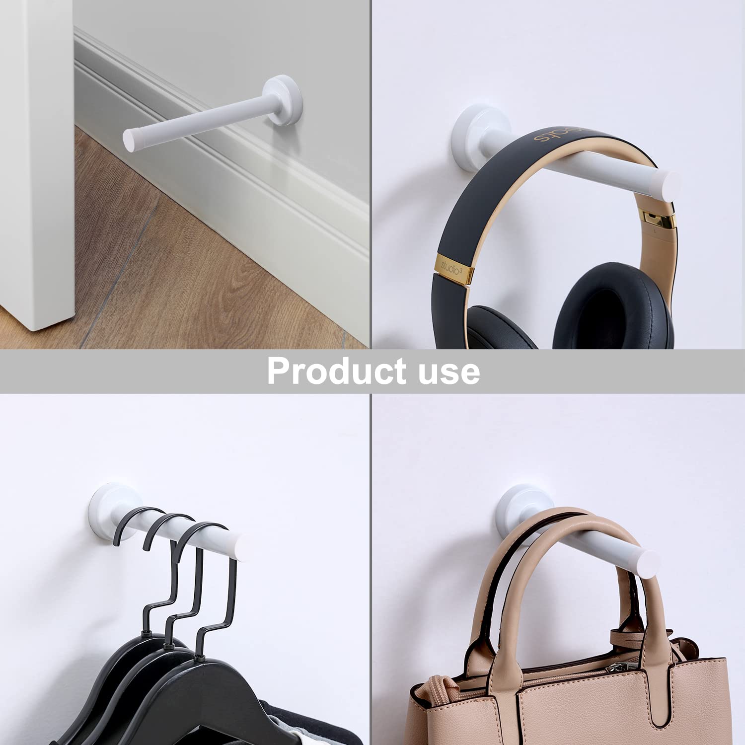 Modern Door Stopper, 6 Inch Stainless Steel Door Stop with Sound Dampening Rubber Bumper Wall Mounted Durable Door Holder with Hardware Screws Brushed Finish (5, White)