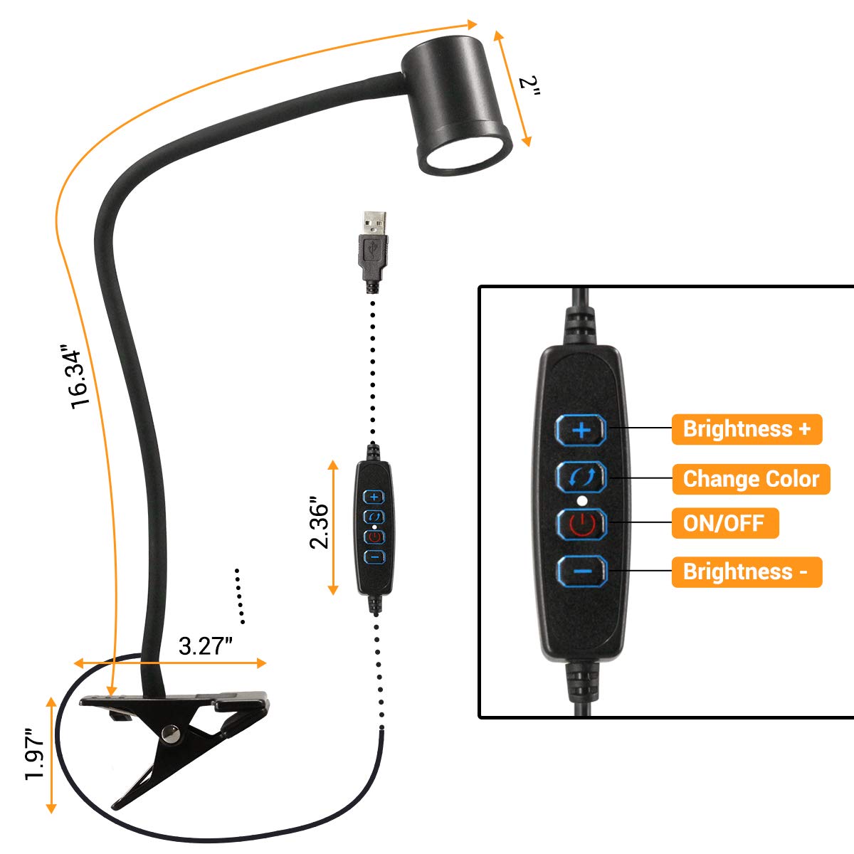 Reading Light, Reading Lights for Books in Bed, Reading Lamp, Book Light, Book Light for Reading in Bed, Clip on Light, Bed Lamp, Clip Light, Clamp Lamp, 3 Colors, 10 Brightness, Small Desk Lamp