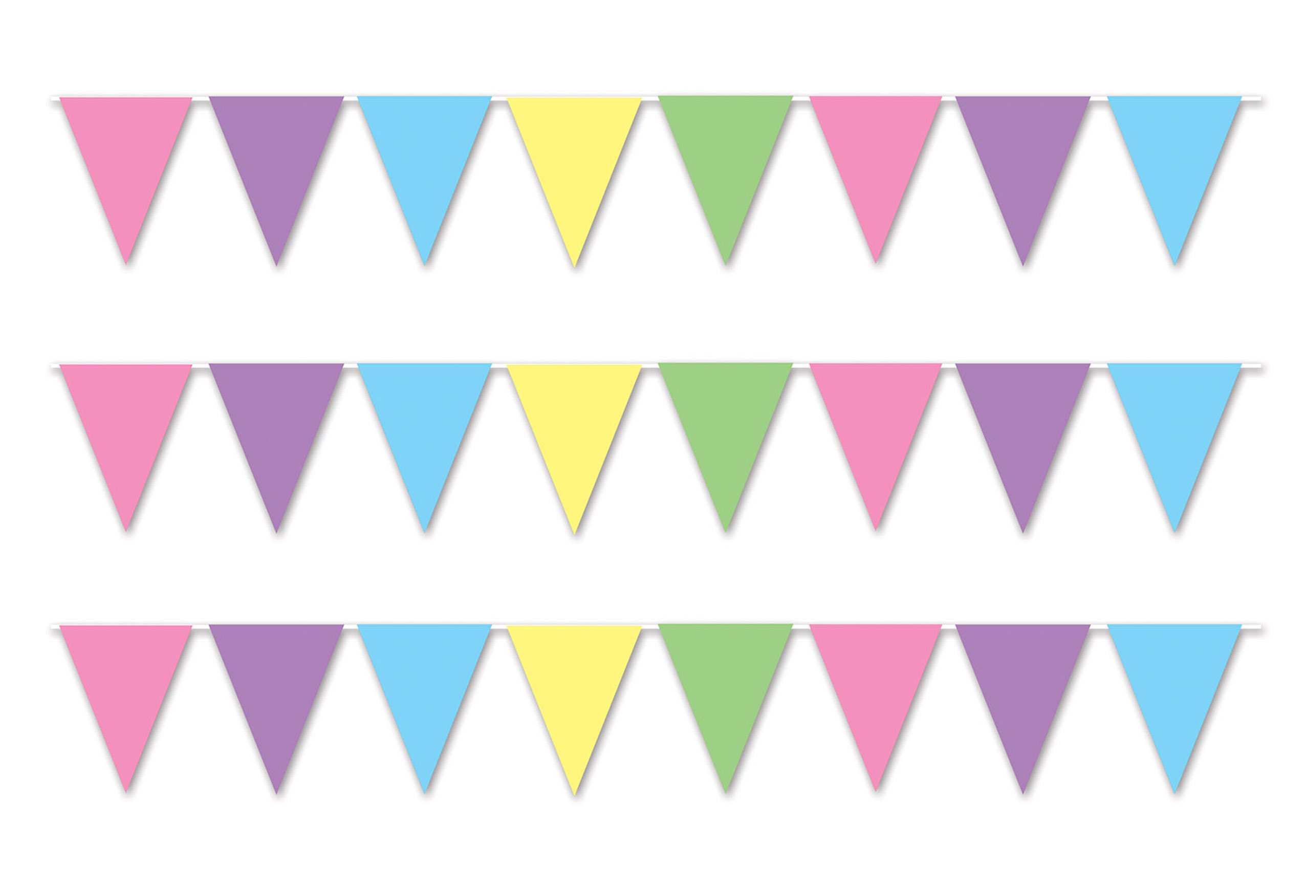 Beistle 3 Piece Pastel All Weather Plastic Pennant Banners, Multicolored