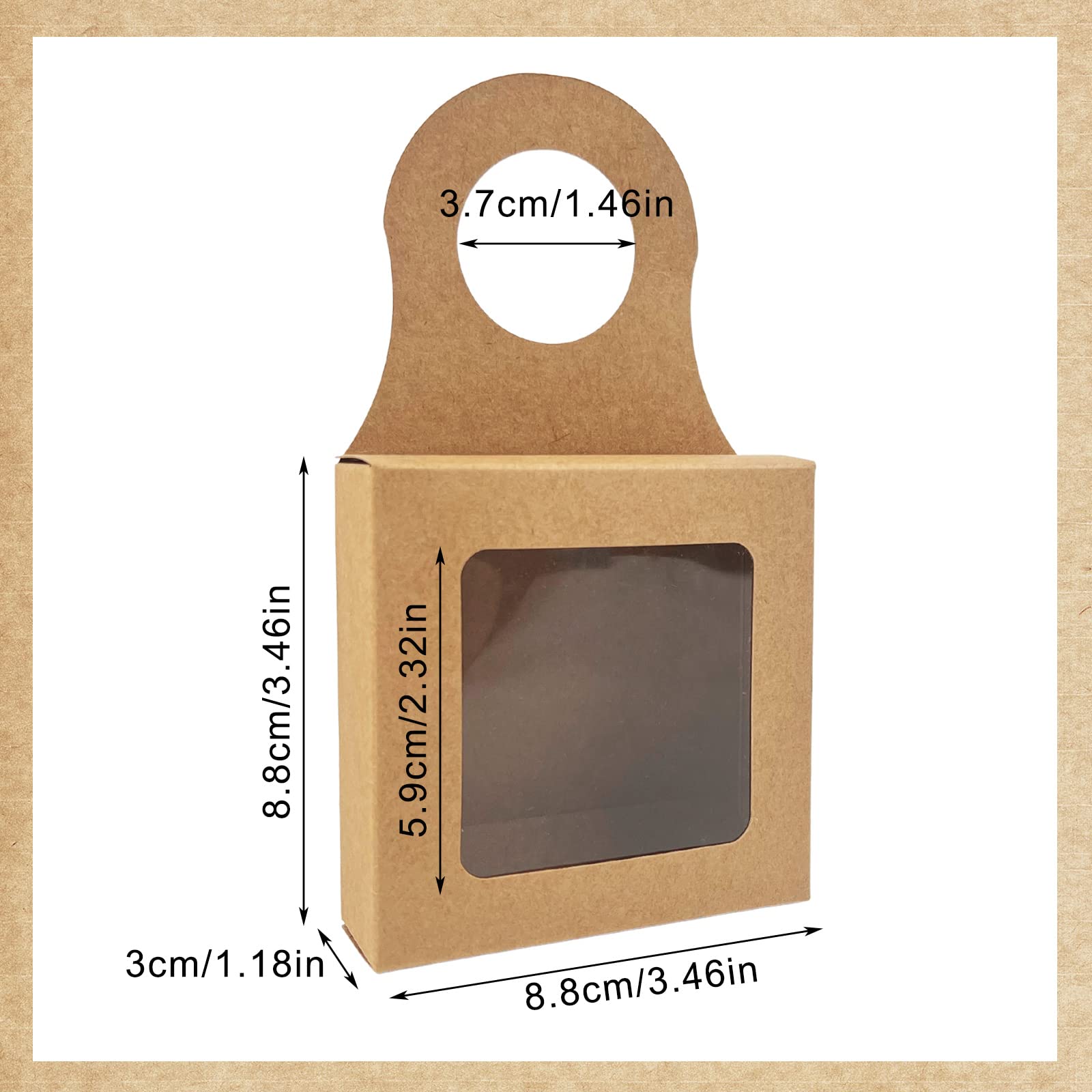 30 Count Kraft Paper Wine Bottle Box, Foldable Hanging Wine Boxes Gift Boxes with Window for Decoration Bottle Hanger Favor Box