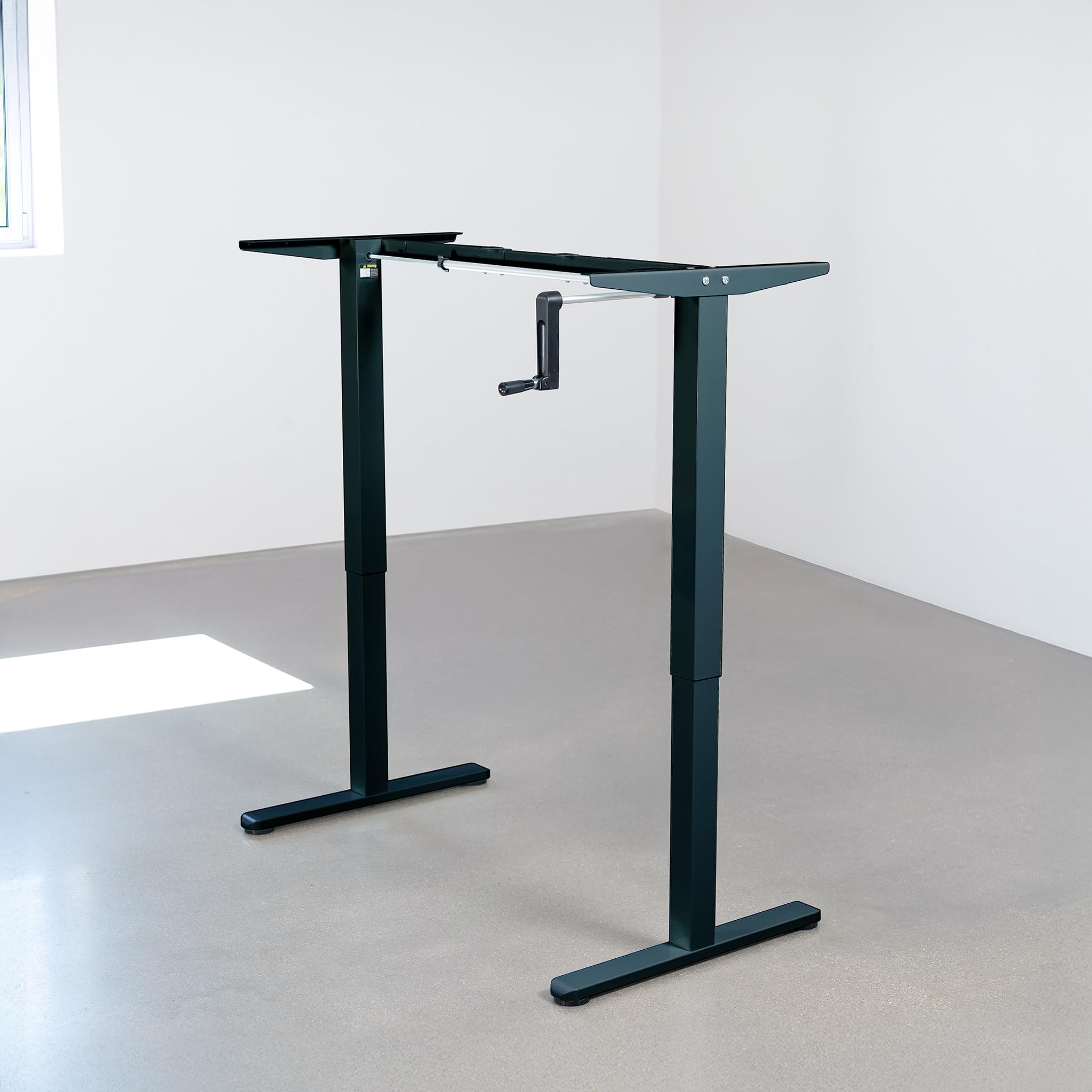 VIVO Compact Hand Crank Stand Up Desk Frame for 35 to 71 inch Table Tops, Ergonomic Standing Height Adjustable Base with Foldable Handle, Black, DESK-M051MB