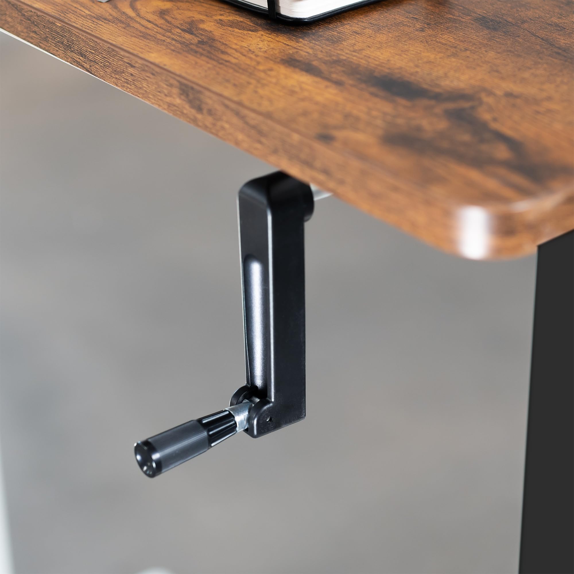 VIVO Compact Hand Crank Stand Up Desk Frame for 35 to 71 inch Table Tops, Ergonomic Standing Height Adjustable Base with Foldable Handle, Black, DESK-M051MB