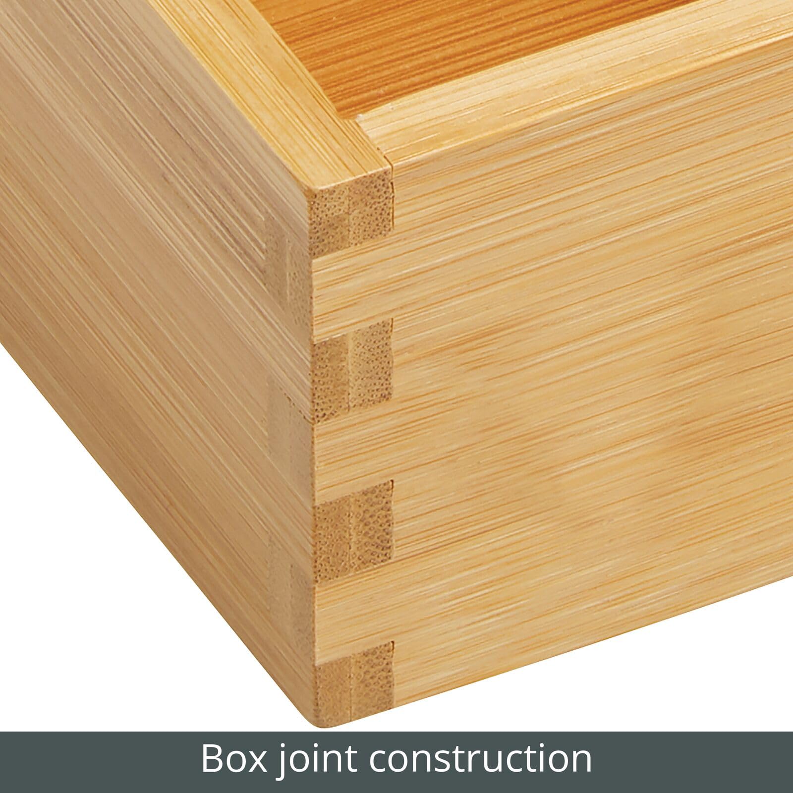 mDesign Bamboo Wood Drawer Organizer Box Tray for Kitchen, Drawers, Utensil Storage Countertops, Shelves, and Pantry; Holds Flatware, Cooking Utensils - Echo Collection - 6 Pack - Natural