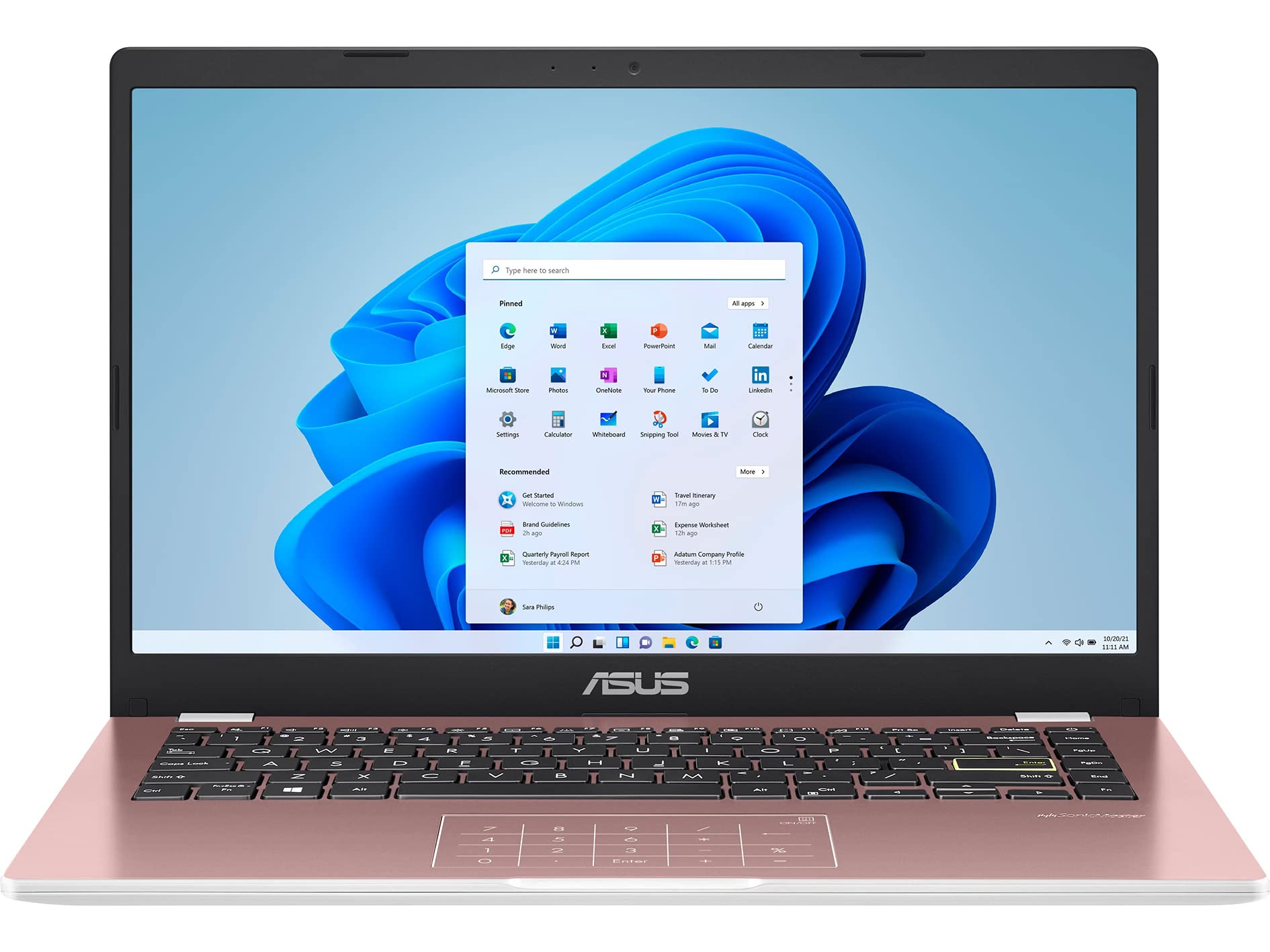 ASUS 2022 14" HD Laptop, Intel Celeron N4020 Processor, 4GB RAM, 64GB eMMC Flash Memory, Intel HD Graphics 500, HD Webcam, Stereo Speakers, Rose Gold, Windows 11S, 32GB USB Card