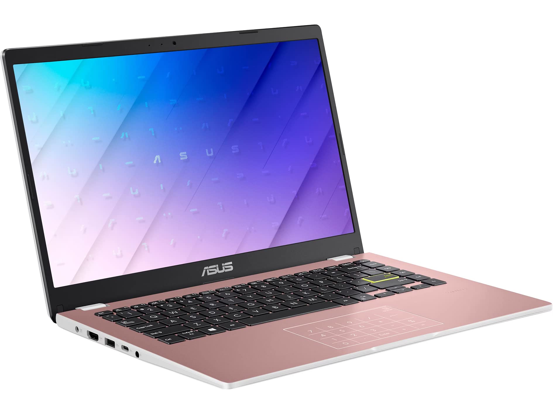 ASUS 2022 14" HD Laptop, Intel Celeron N4020 Processor, 4GB RAM, 64GB eMMC Flash Memory, Intel HD Graphics 500, HD Webcam, Stereo Speakers, Rose Gold, Windows 11S, 32GB USB Card