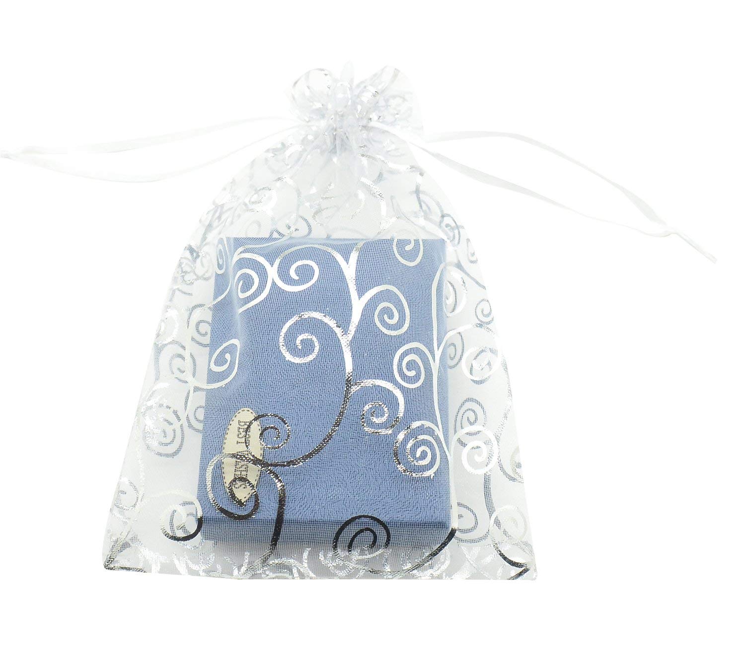 SUNGULF 50pcs Organza Pouch Bag Drawstring 6"x8" Strong Gift Candy Bag Jewelry Party Wedding Favor (Silver White)