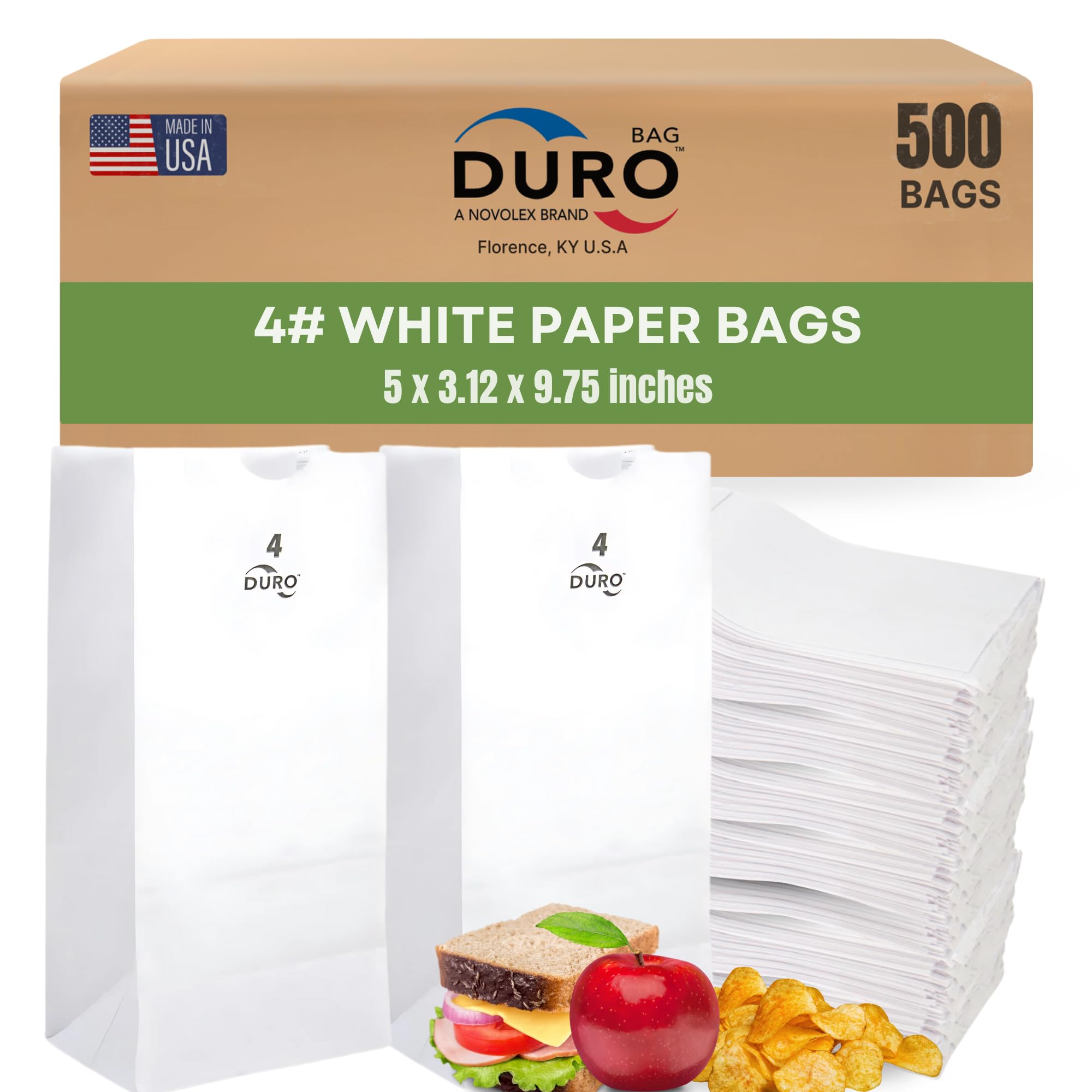 DURO Duro White Paper Bag 4 Lb, 500 Count