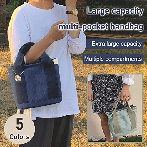 Misawa Shinichiro Bag, Calendarm Japanese Handmade Large Capacity Multi-pocket Handbag, Women's Tote Crossbody Canvas Bags (Green)