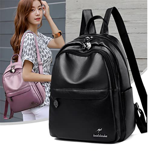 LEMITA Casual Double Zipper Women Backpack Large Capacity School Bag Leather Shoulder Bag Lady Bag Travel Backpack,purple,27*13*34cm