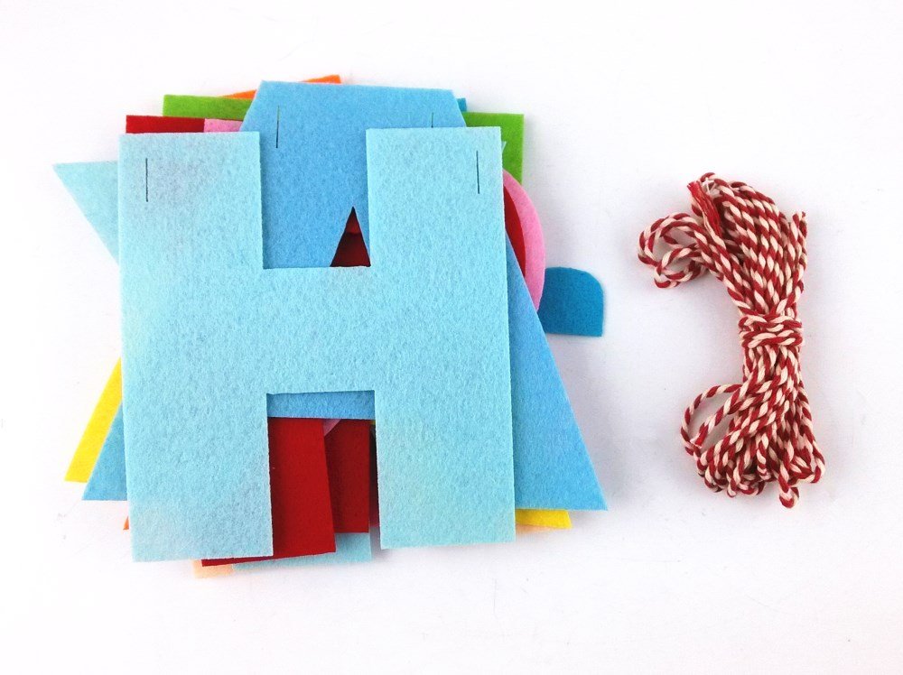 Honbay 1 Felt String Happy Birthday Party Banner and 1 String Colorful Star Banner