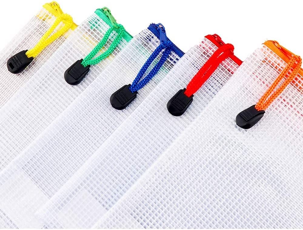 Oaimyy-5 * 7inchs-16 Pcs-Plastic Mesh Zipper Pouch Document Folders Bag Zip File Bags for Office Supplies,Home,Travel Storages,Puzzle Board Games Storage-Multicolor