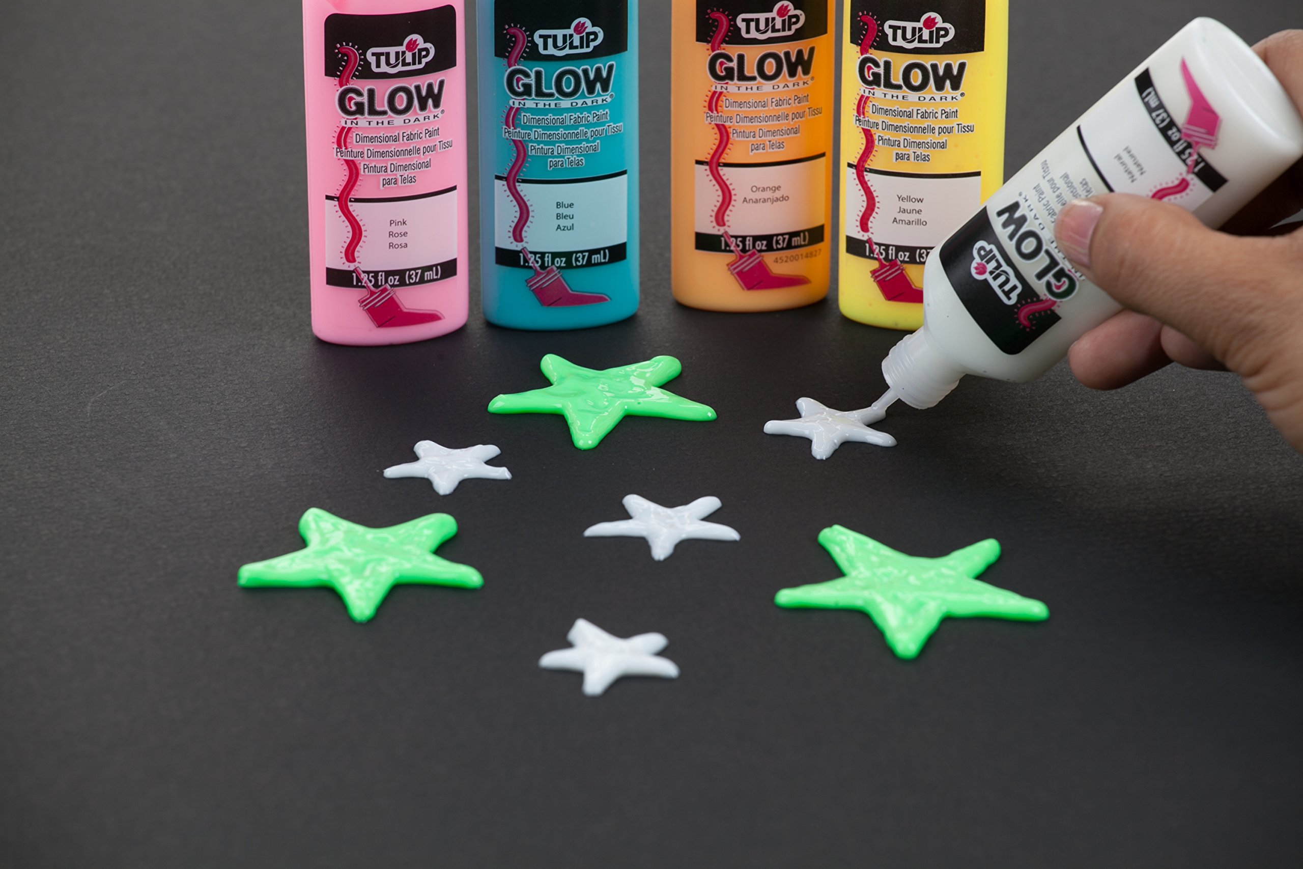 Tulip 17581 Dimensional Metallic Fabric Paint, 6-Pack (Glow)