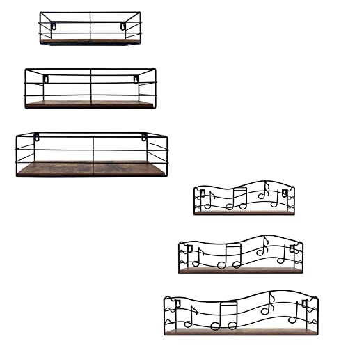 CRUGLA Floating Bathroom Wall Mounted Shelves 6 Sets