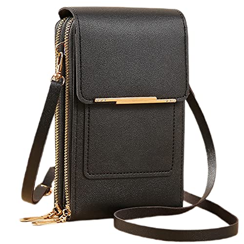 soputry Anti-theft Leather Bag, Small Crossbody Cell Phone Purse for Women, RFID Blocking PU Leather Crossbody Bag Phone Pouch Purse (Black)