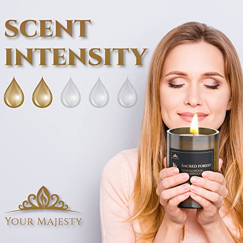 Sacred Forest Cedar & Sandalwood Candle [60H Burning Time] Natural Soy Candle Scented Infused with Essential Oils, Smokeless Aromatherapy Candle 8.81 Oz, Gift Packaging Included