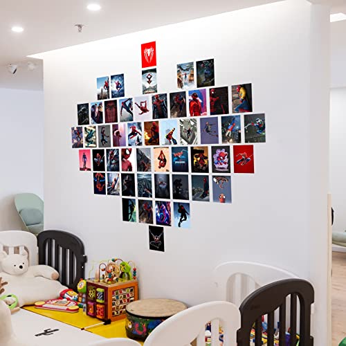 Spiderman Wall Collage Kit, wall decor, Wall Stickers Decoration Aesthetic Picture Collection Collage Kit, 50pcs Room Decor Wall Art Poster Decor for Boys Girls Room Decor 4 X 6 Inchs,White