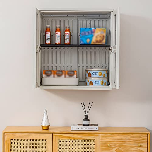 ADDOK Resin Wall Cabinet, 30.2 Inch Outdoor Storage Cabinet with Doors,Lockable Cabinet for Garage, Kitchen, Tool Room, Waterproof Storage Shed