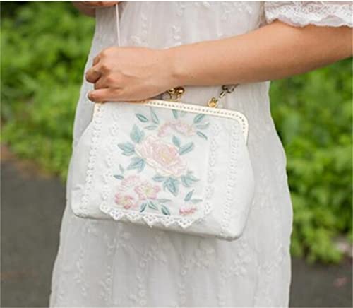 DANN Women's Vintage Handbag Chinese Embroidery Purse and Women's Bag Shoulder Bag with Chain