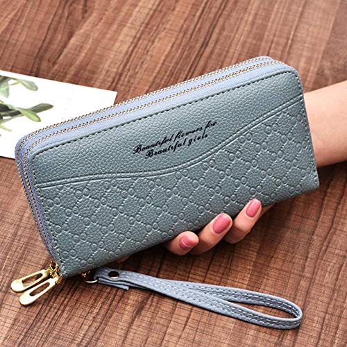 QLAZO Wallet for Women, Wallet, Fashion Double Zipper PU Women's Wallet Long Style Large-Capacity Wallet Coin Purse (Color : Rubber Pink)