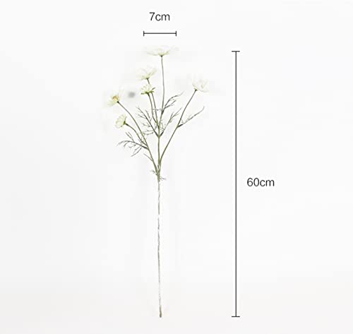 2 Pcs Artificial Fake Flowers Plants Cosmos Silk Flower Arrangements Wedding Bouquets Decorations Plastic Floral Table Centerpieces for Home Kitchen Garden Party Decor Approx 23.6'' High - White