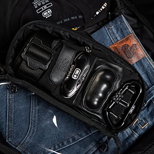 M-Tac Elite Bag Organizer Transparent Medium - Tactical Clear Durable Pouch with Zipper, Handle and Nylon Mesh Bottom (10.2 x 4.3 inches, Black)