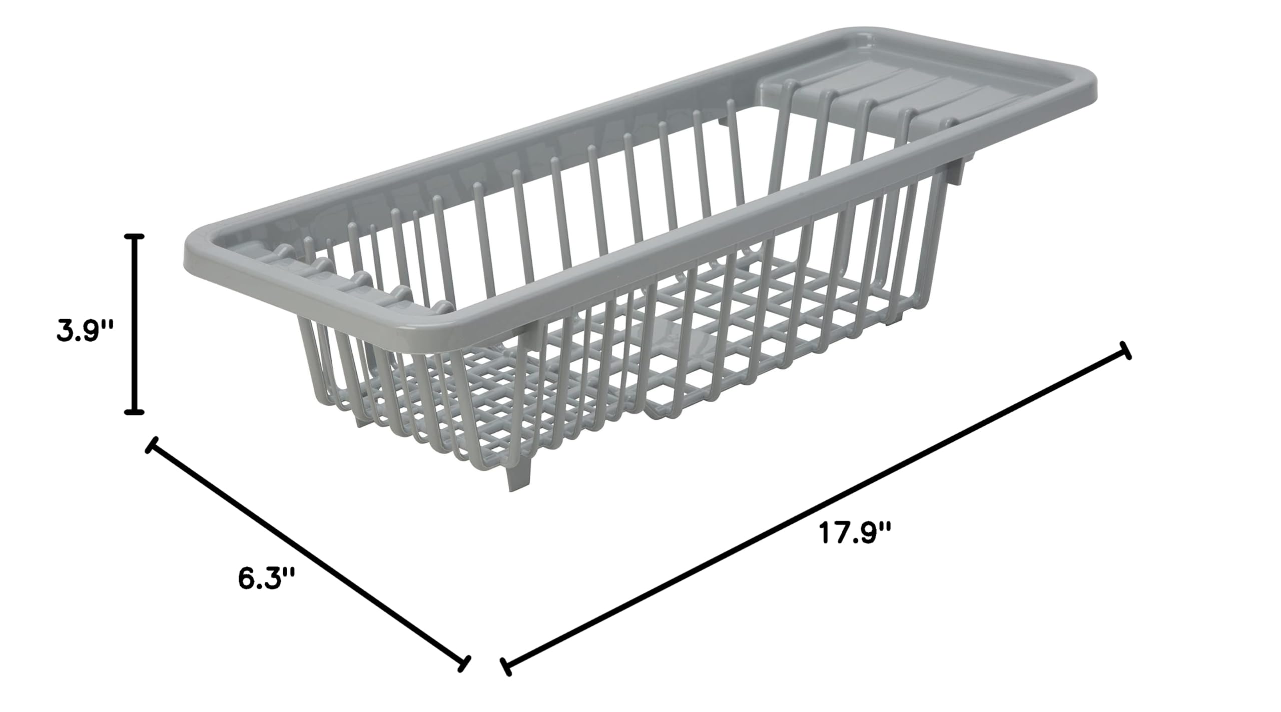 Kitchen Details Sink Dish Rack | Dimensions: 17.9"x 6.3"x 3.9" | Kitchen Accessories | Holds Dinnerware | Drinkware | Utensils to Drain | Frees up Counter Space | Grey or White