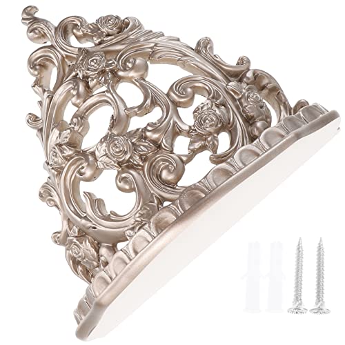 DOITOOL Flower Holder Floating Shelves, Wall Mounted European Style Carved Hollow Shelve, Wall Hanging Shelf for Living Room Bedroom Office Home Wall Decoration Bathroom Wall Shelves